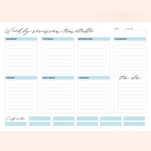 GSCE Weekly Revision Planner A4 Instant Download - All 5 Colours ...