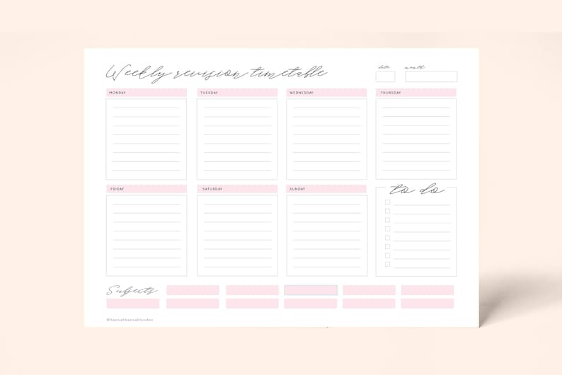 GSCE Weekly Revision Planner A4 Instant Download - All 5 Colours ...