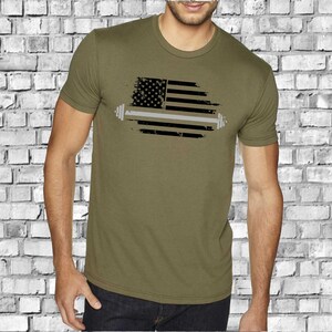 Reps & Rivals Signature American Flag and Barbell Men's Shirt ...