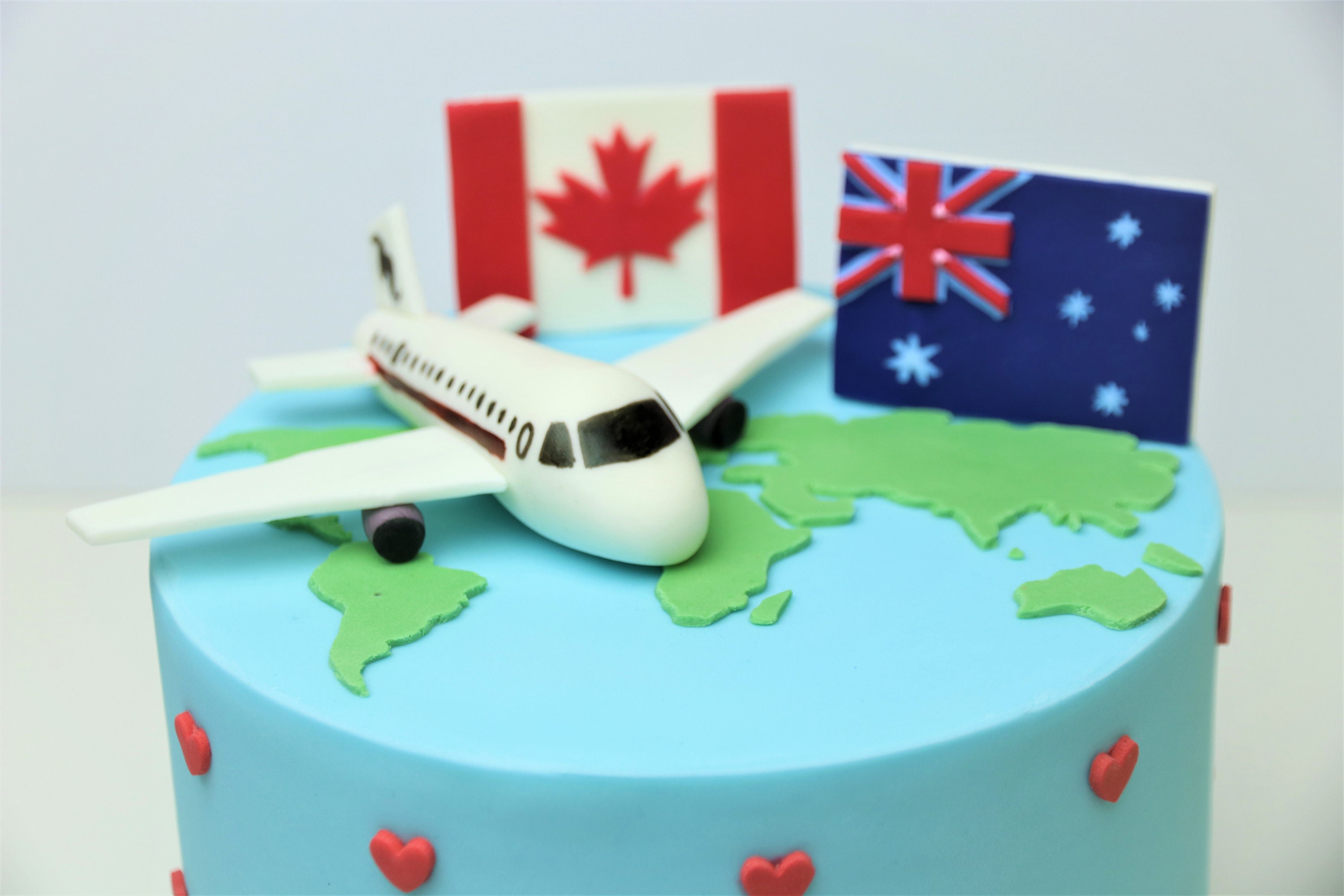 Fondant Plane and Flags Cake Topper | Fondant Plane Topper | Travel ...