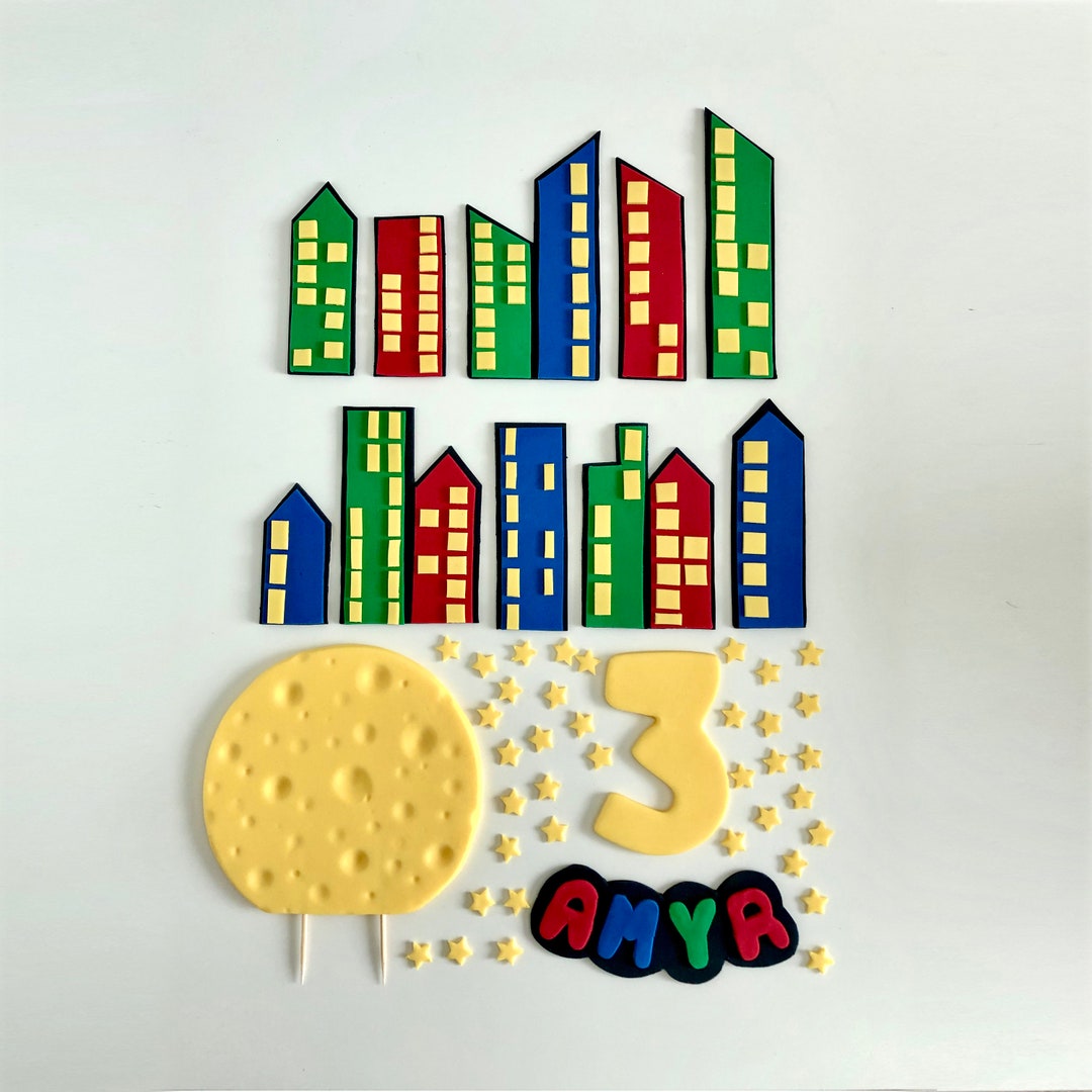 Fondant Buildings | Masks Cake Topper Set | Fondant Buildings Cake ...