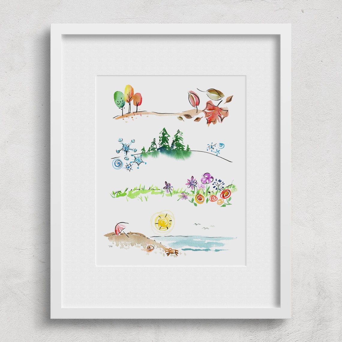 Four Seasons Watercolor Art Print | Etsy