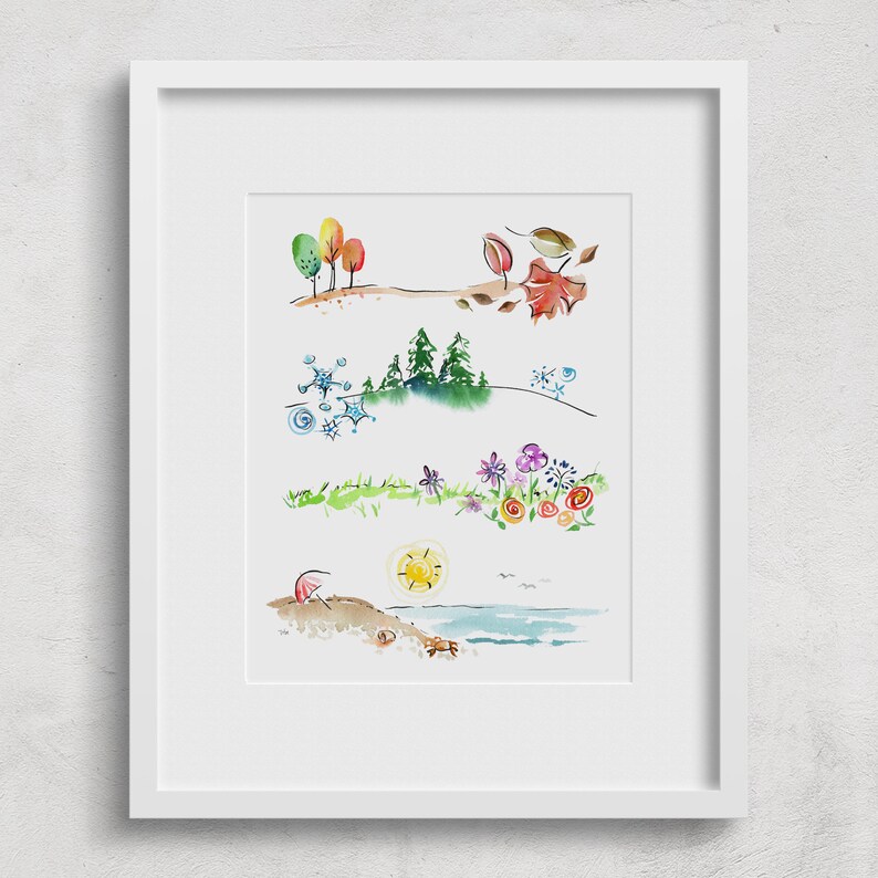 Four Seasons – Watercolor Art Print - Etsy