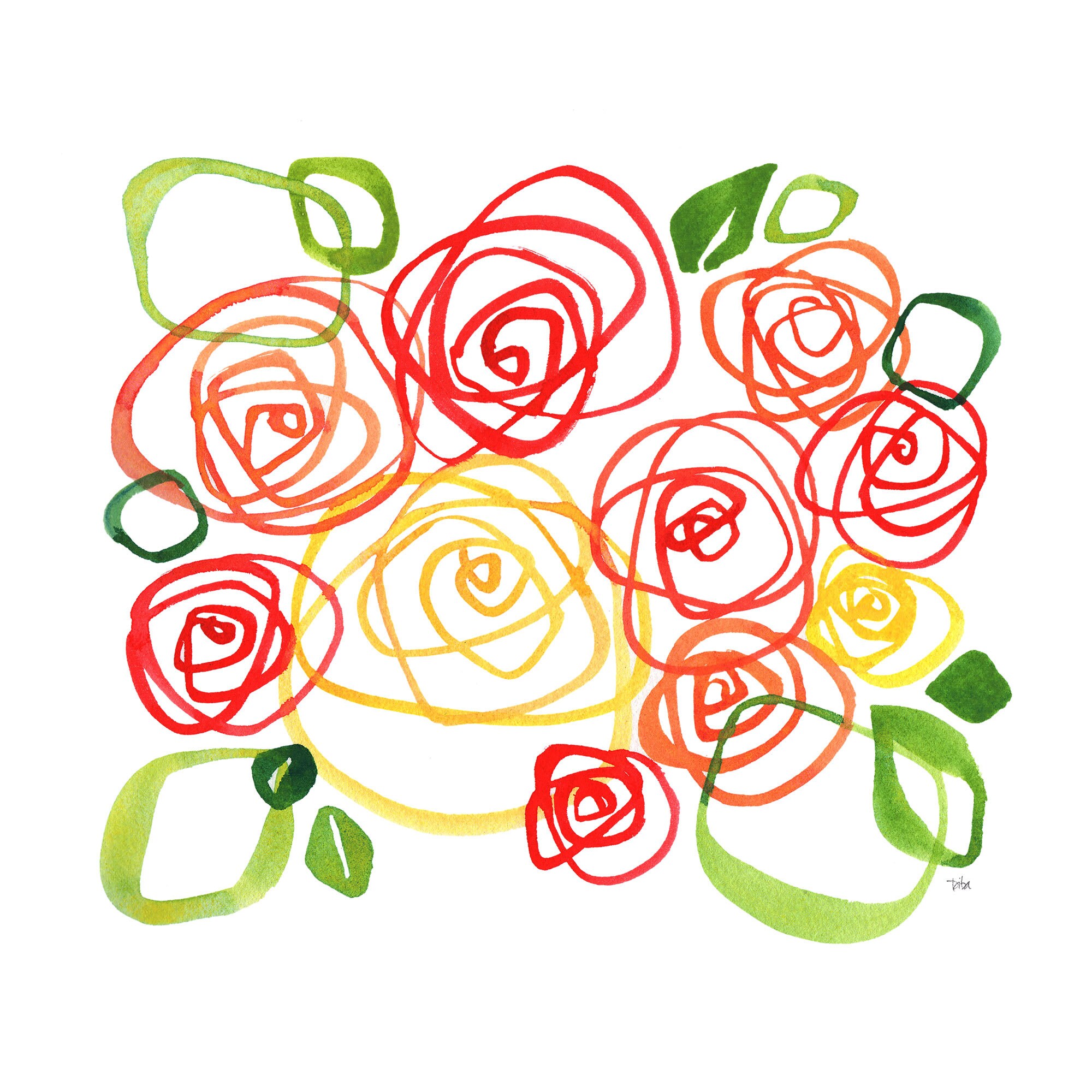 Dizzy Roses Watercolor Art Print | Etsy