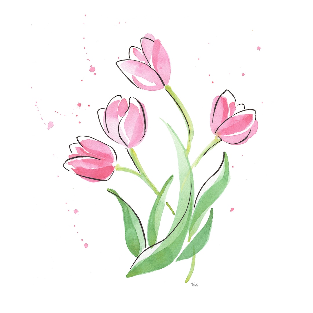Tip Toe Tulips – Watercolor Art Print - Etsy