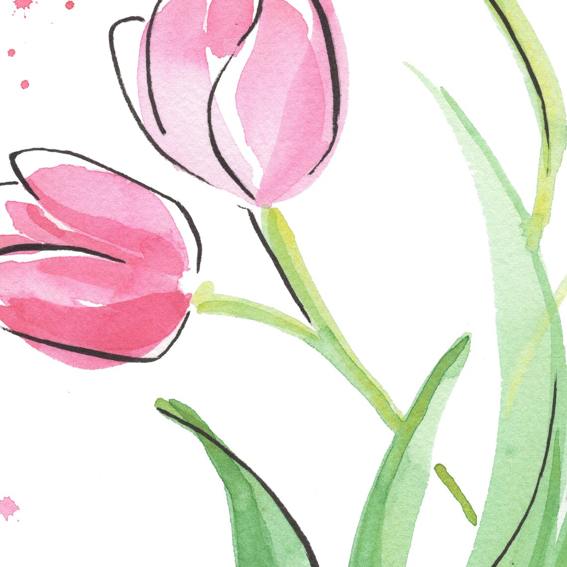 Tip Toe Tulips – Watercolor Art Print - Etsy