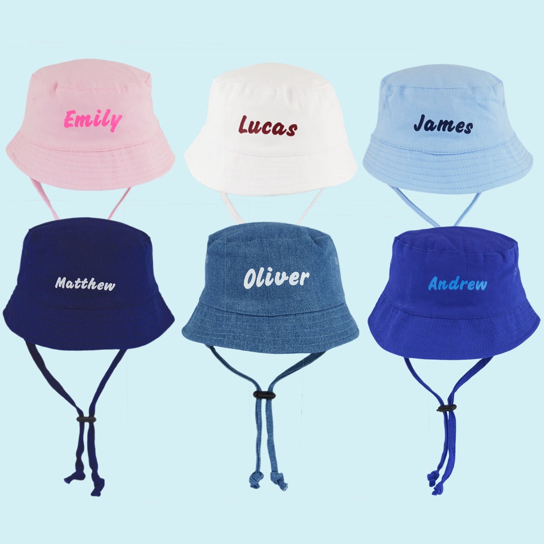 Personalised Name Baby Bucket Sun Hat Custom Baby Hats With Strap for ...