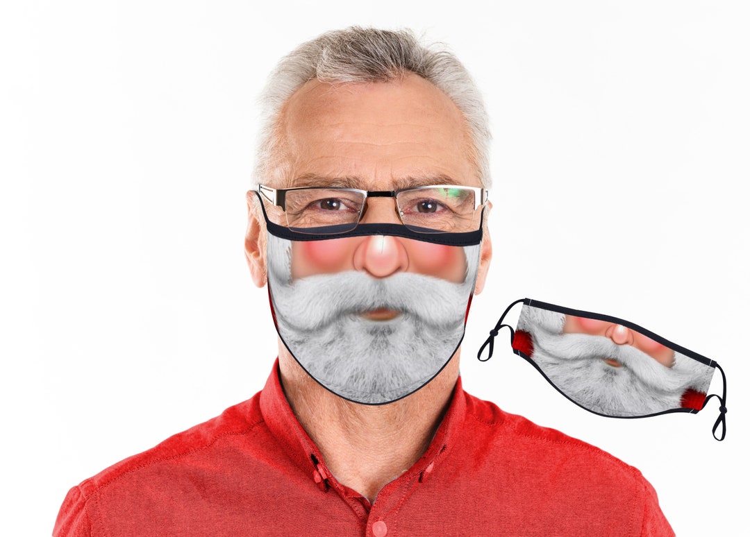 Christmas Face Mask Santa Face Mask Santa Claus Face Mask Funny Holiday ...