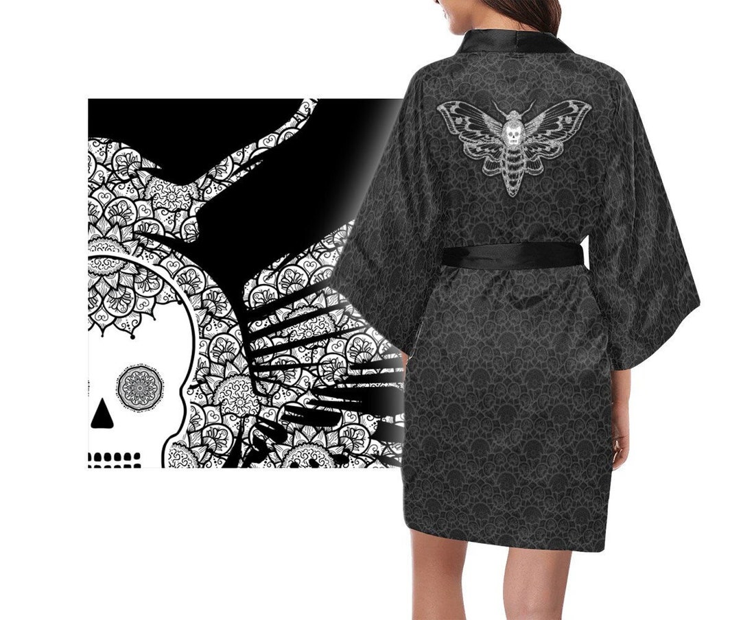 Gothic Kimono Robe Gothic Robe Moth Robe Gothic Kimono Deaths Head Hawk ...