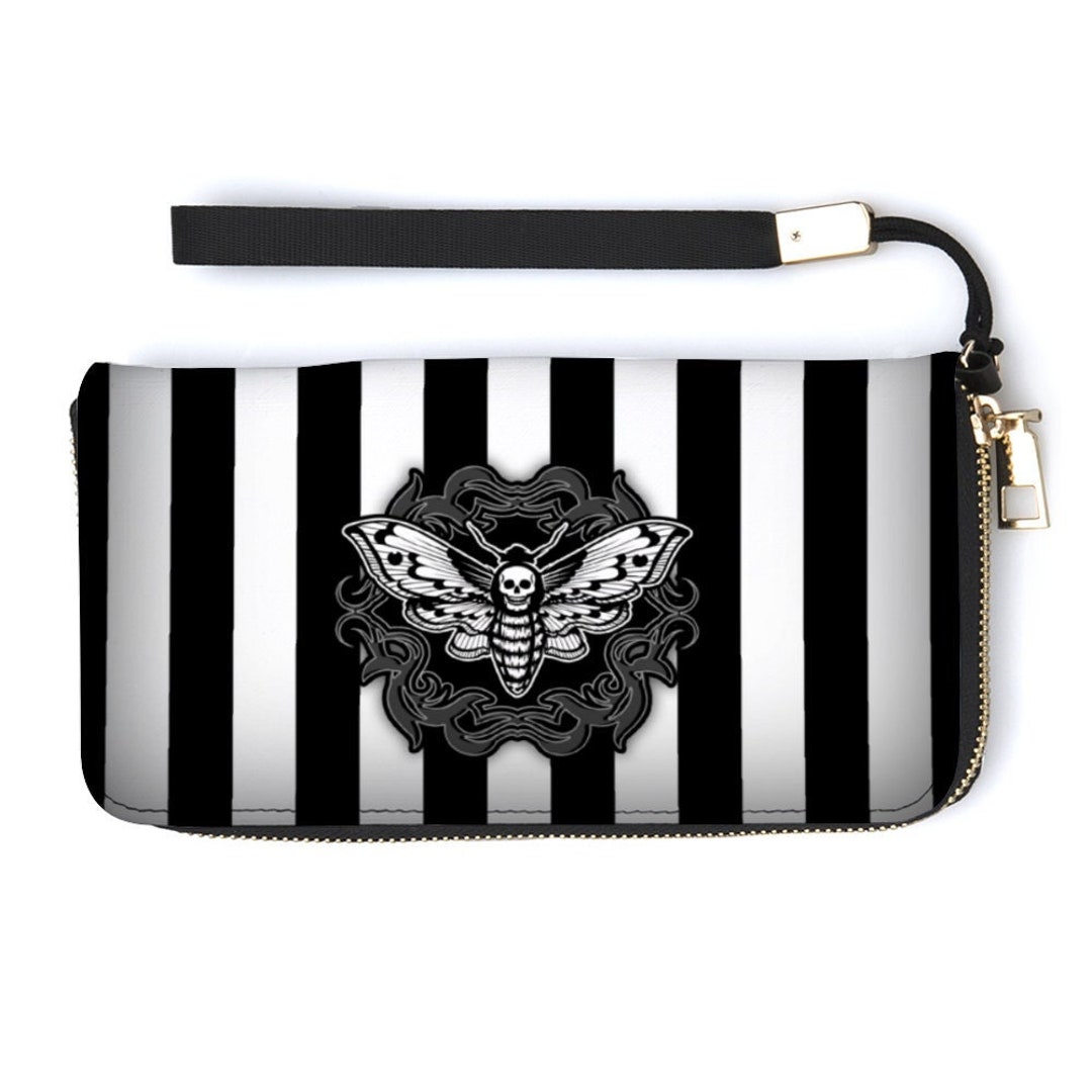 Goth Phone Wallet, Dark Academia Wallet, Gothic Striped Death's Head ...