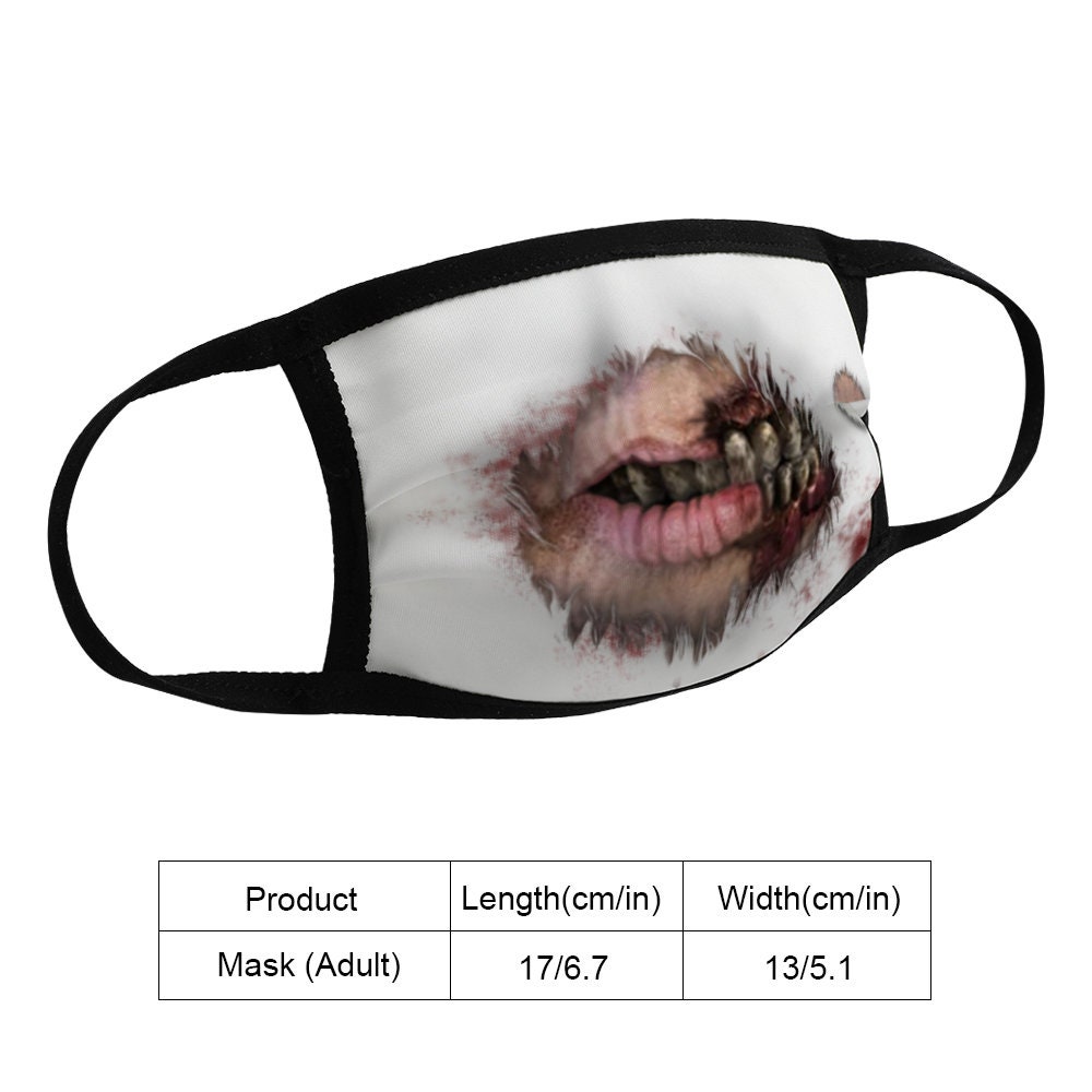 Zombie Face Mask Halloween Face Mask Horror Face Mask | Etsy