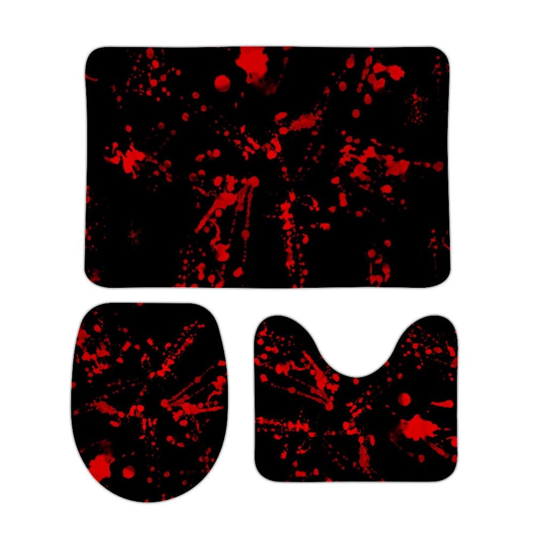 Halloween Bathroom Decor, Horror Decor, Blood Spatter Bath Mat Set ...