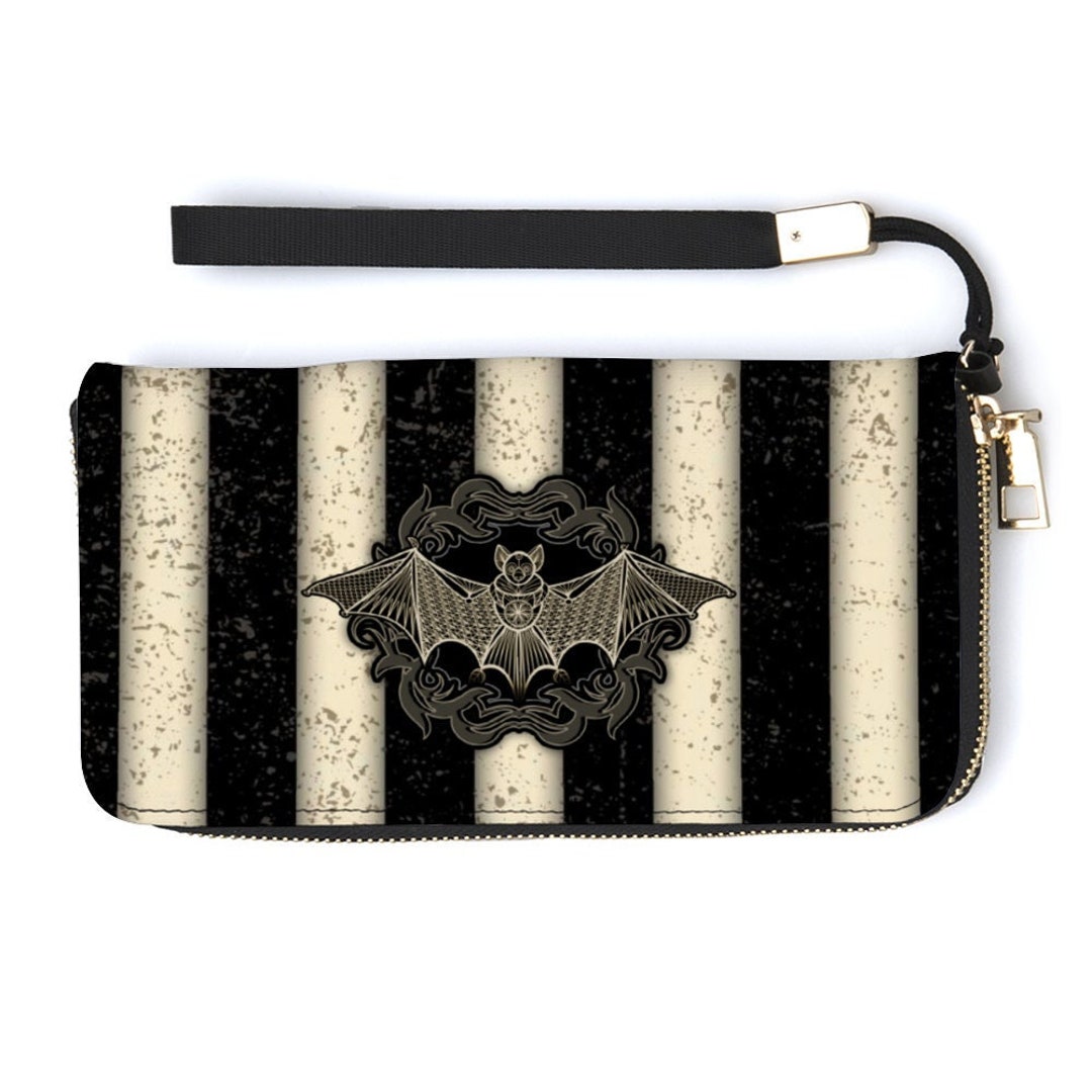 Goth Phone Wallet Distressed Gothic Striped Zippered Wallet - Etsy