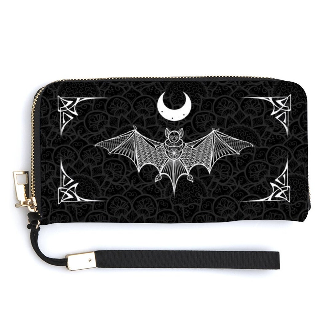 Gothic Phone Wallet, Bat Wallet, Halloween Wallet, Zippered Goth ...