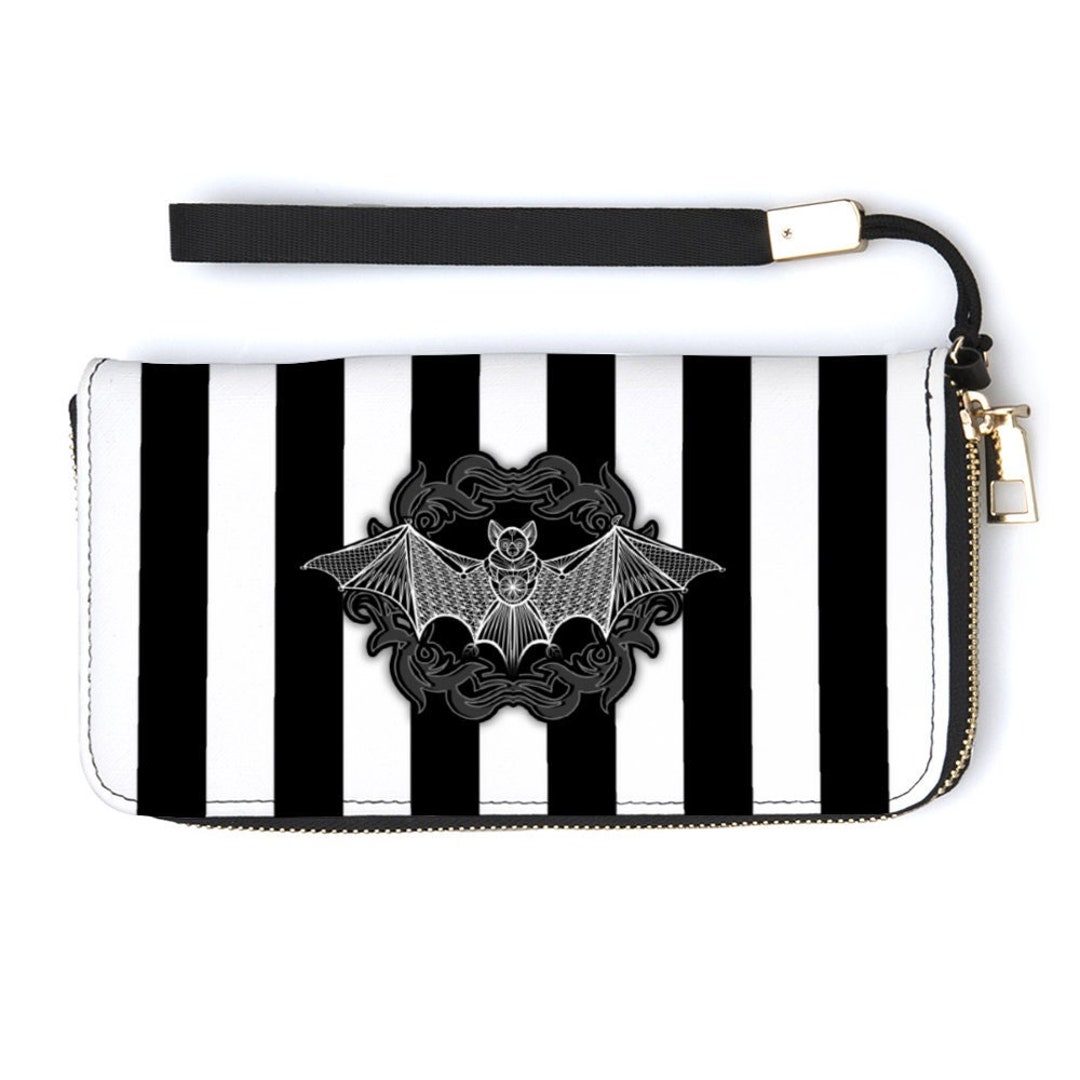 Goth Phone Wallet Gothic Striped Zippered Wallet Vampire Bat - Etsy