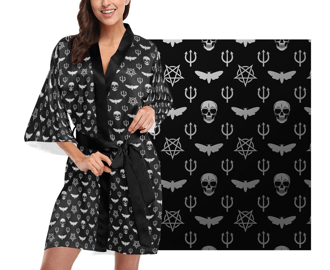 Satanic Robe, Gothic Kimono Robe, Goth Robe, Halloween Robe, Gothic ...