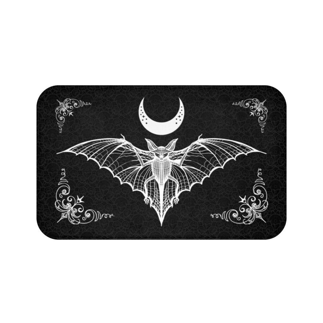 Gothic Decor Gothic Bath Mat Halloween Decor Bat Bath Mat Witchy Decor ...
