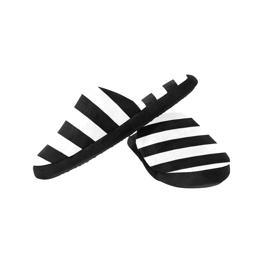 Gothic Slippers Black and White Striped Slippers Halloween - Etsy