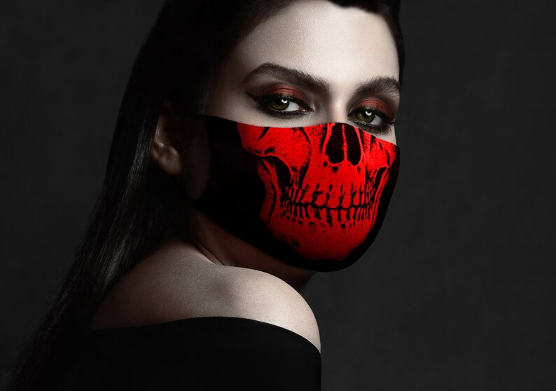 Red Skull Face Mask Face Mask with Nose Wire Filtered | Etsy