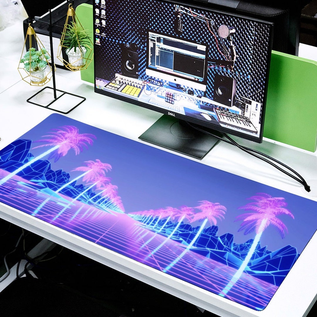 80's Decor, Retro Desk Pad, Vaporwave Mouse Pad, Futuristic Office ...