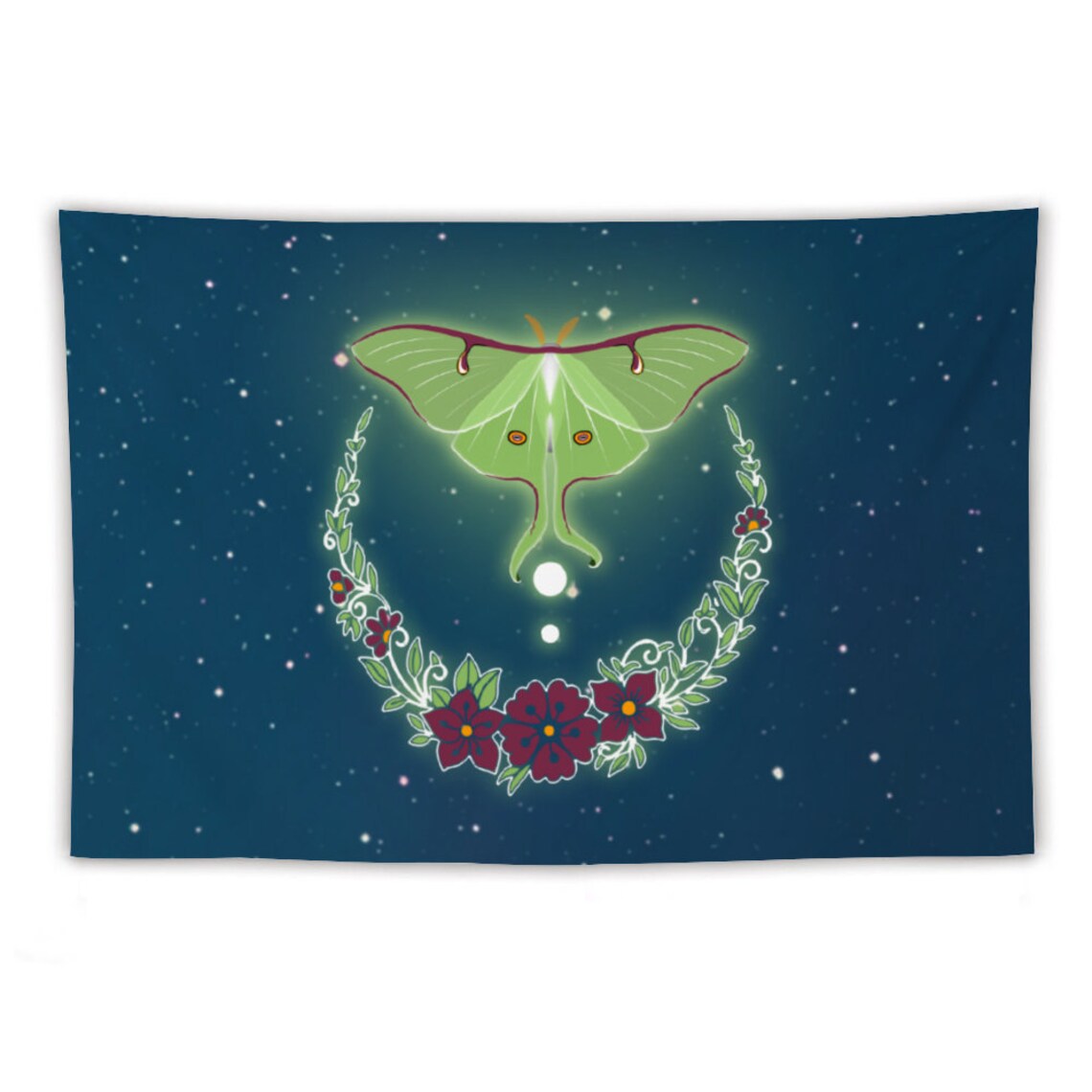 Luna Moth Tapestry Gothic Decor Moth Wall Art Crescent - Etsy
