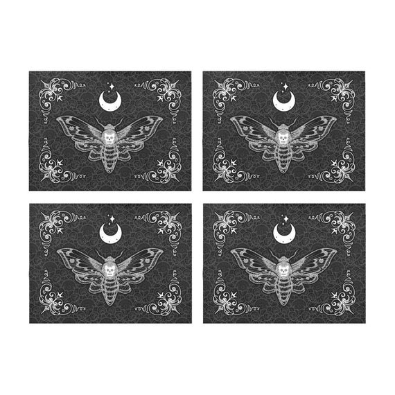 Gothic Placemats Gothic Dining Decor Skull Moth Table Mats - Etsy