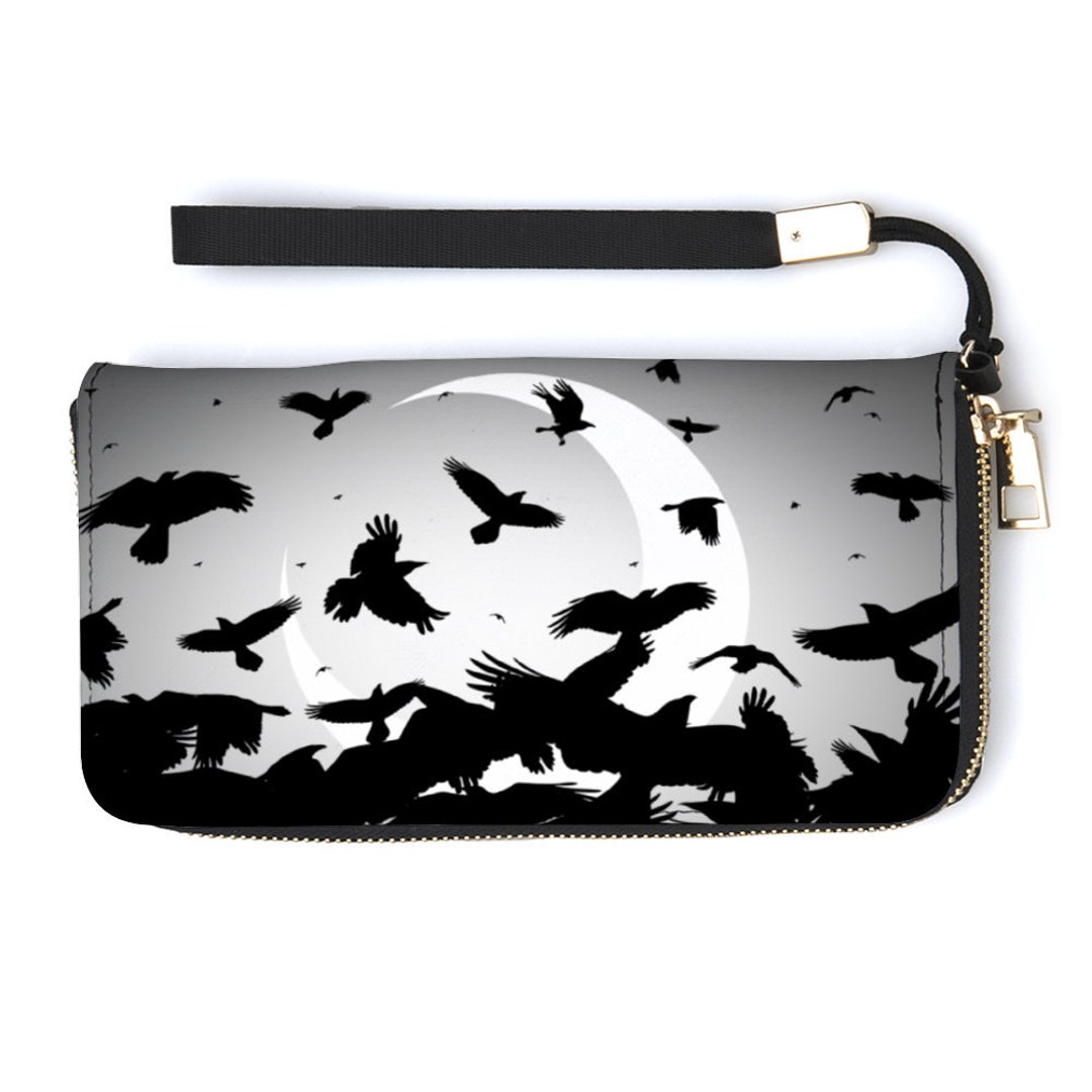 Vegan Leather Wallet Zippered Wallet Raven Wallet Gothic Wallet ...