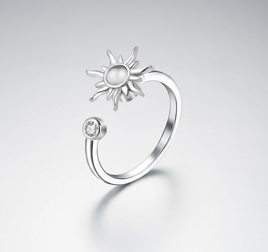 ANXIETYGONE Silver Sun Fidget Ring for Anxiety - Etsy