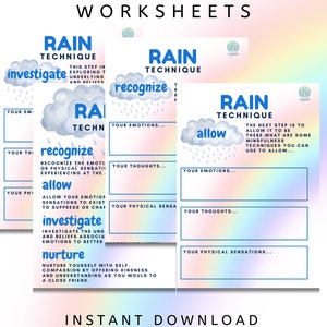 Rain Mindfulness Poster + Worksheets | Anxiety Workbook | Mental Health ...
