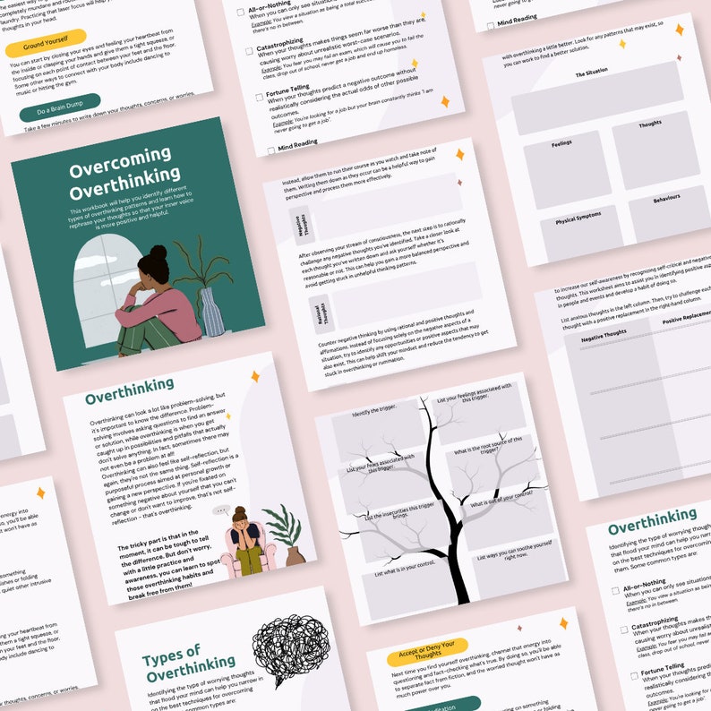 ANXIETYGONE Overcoming Overthinking Workbook: Mental Health Journal ...