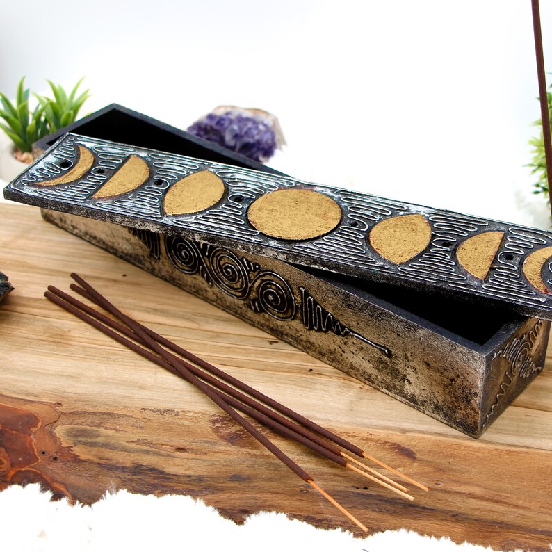 Moon Phases Incense Holder Incense Storage Box Wood - Etsy