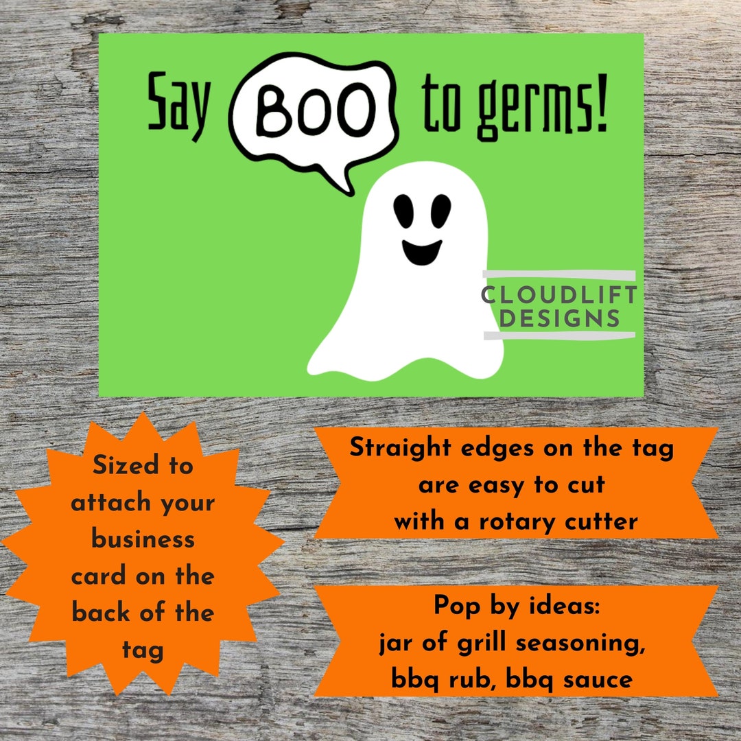 Halloween Say BOO to Germs Tag - Printable PDF Label Sticker - Real ...