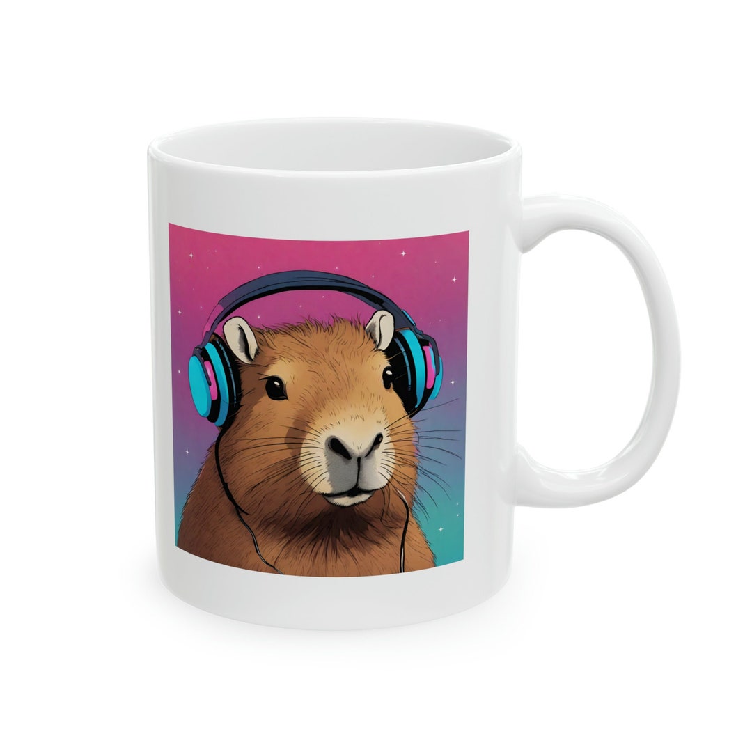 Kawaii Capybara Listening to Music Headphones Mug - Etsy