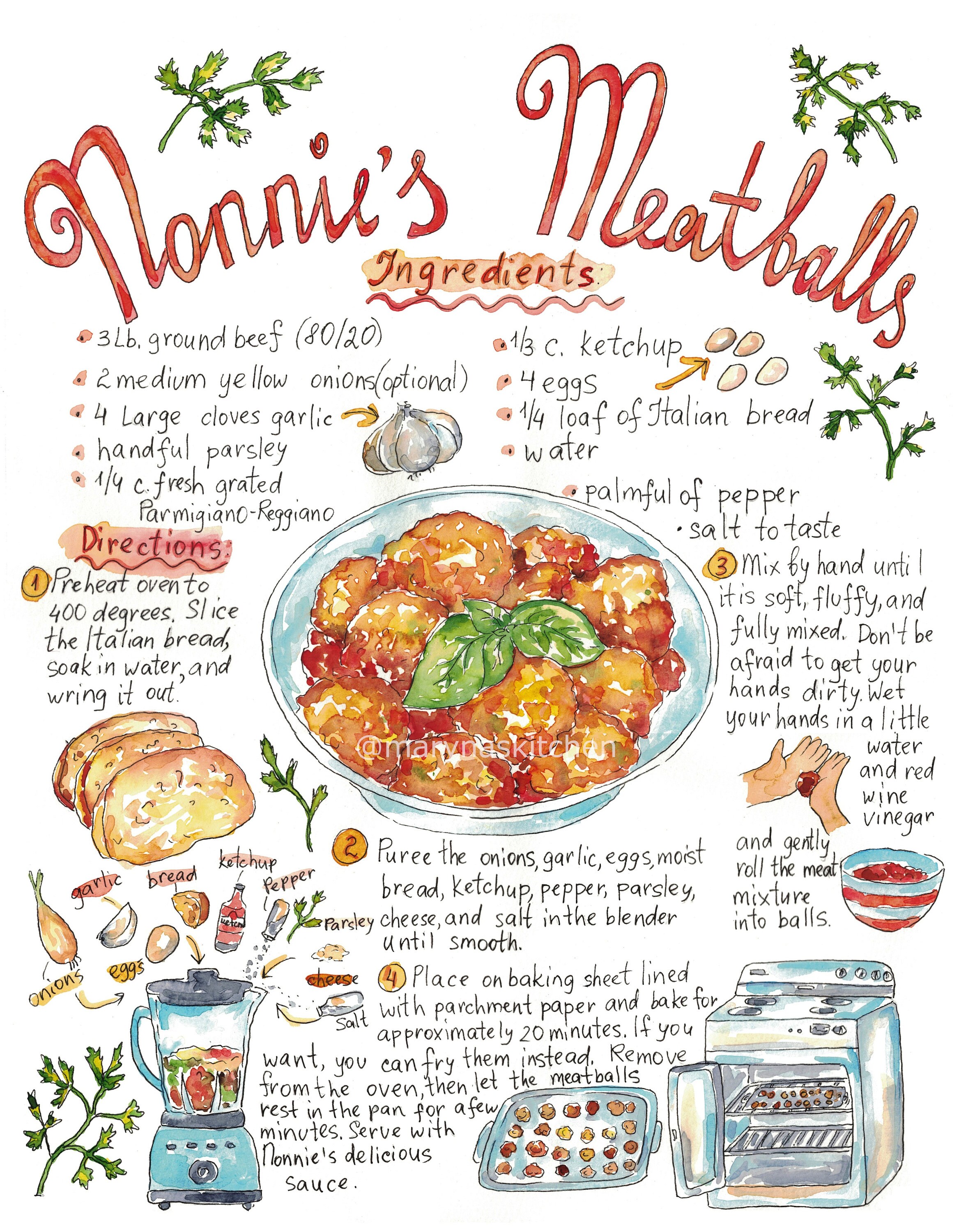 Custom Recipe Art Drawing Kitchen Decor Painting Kitchen Wall Art ...