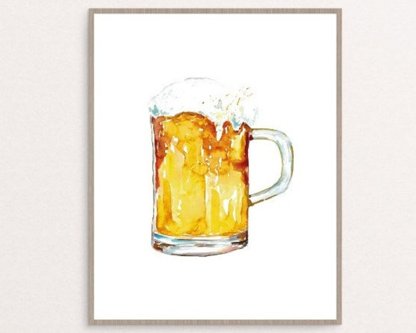 Beer Glass Print Watercolor Print Drink Bar Wall Art Print Kitchen ...