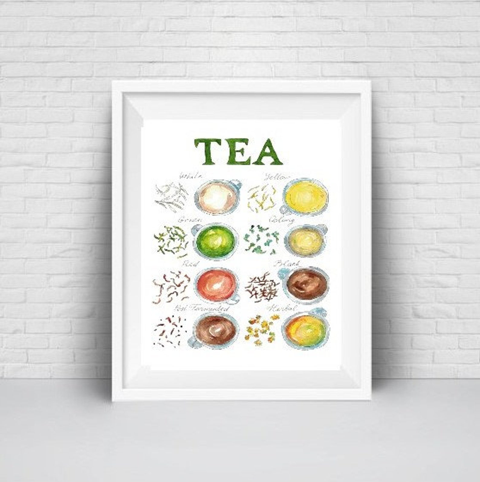 Tea Wall Poster Watercolor Drink Kitchen Decor Painting Minimalist ...