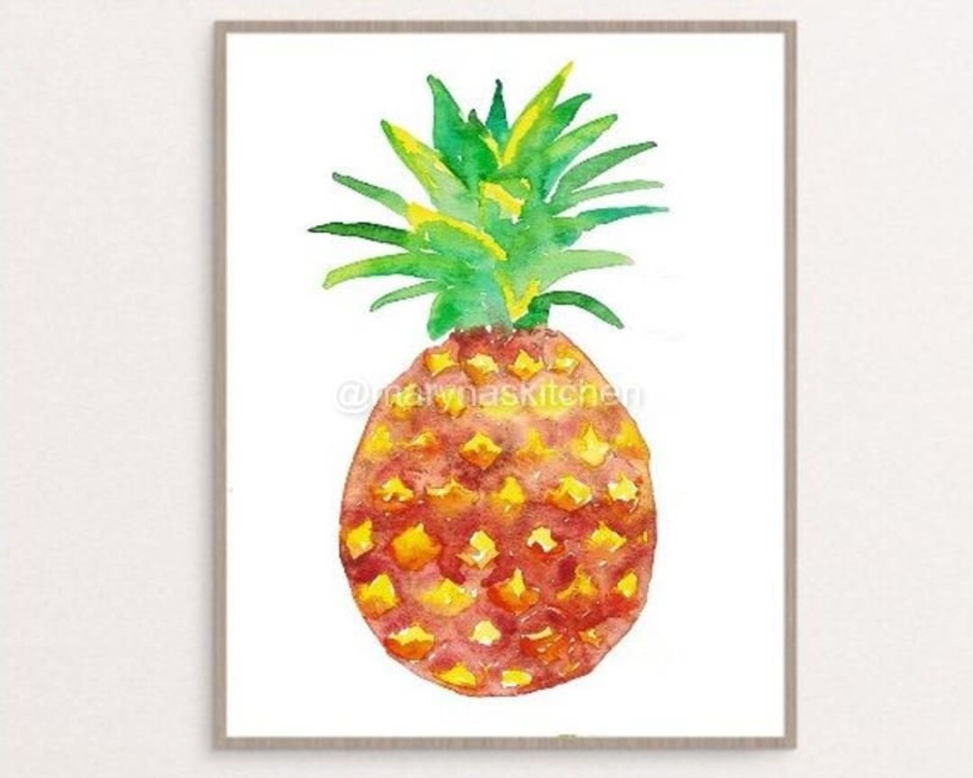 Pineapple Wall Poster, Pine Apple Watercolor, Fruit Kitchen Decor ...