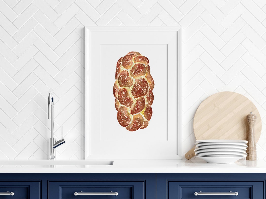 Challah Bread Bakery Kitchen Decor Painting Wall Poster Watercolor Art ...