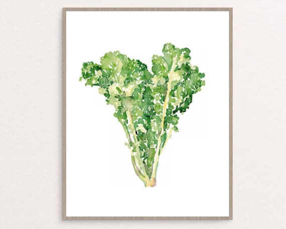 Kale Kitchen Decor Painting Kitchen Wall Art Watercolor | Etsy Canada