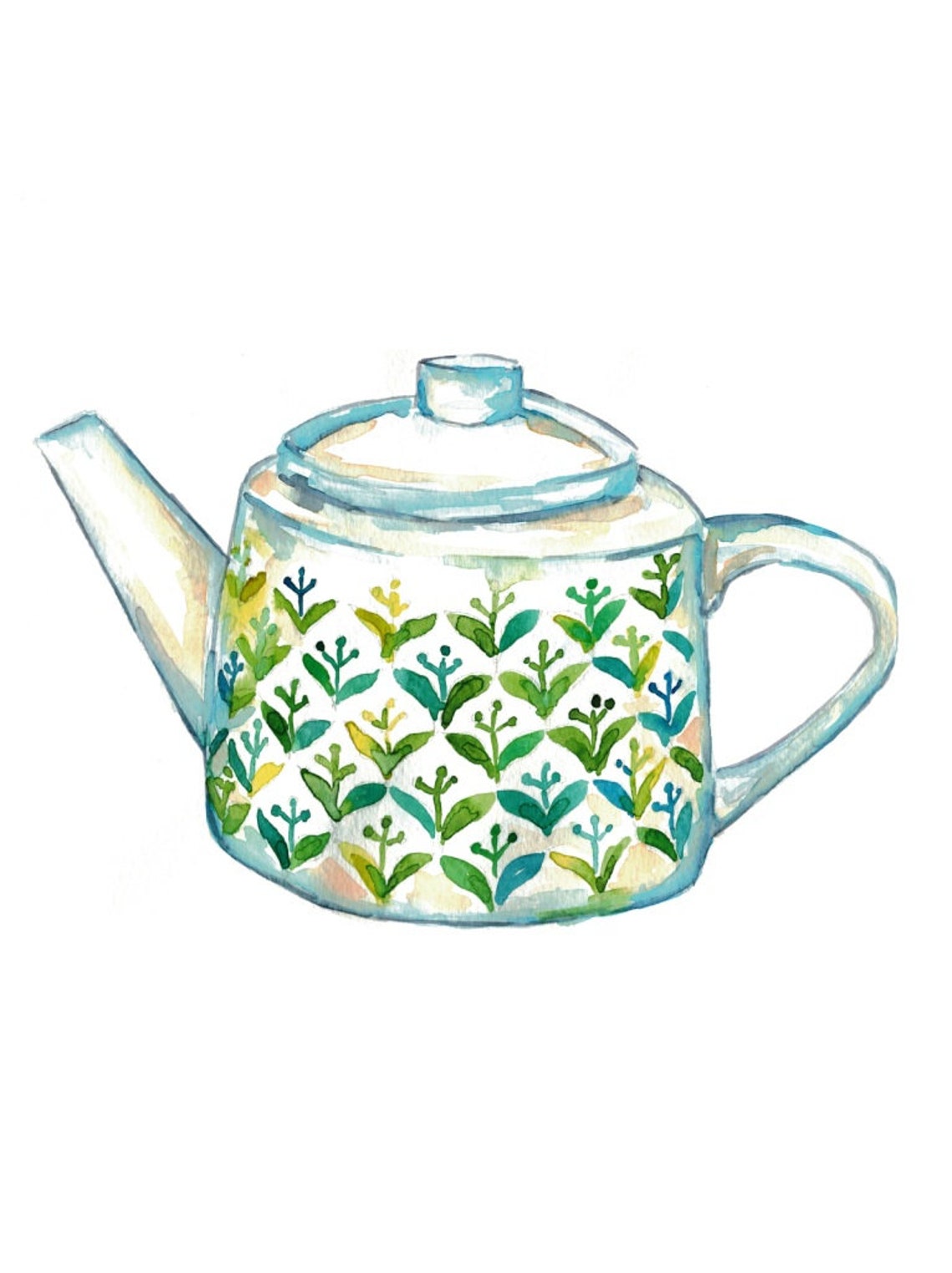 Vintage Tea Pot Wall Poster Watercolor Drink Teapot Kitchen Decor ...
