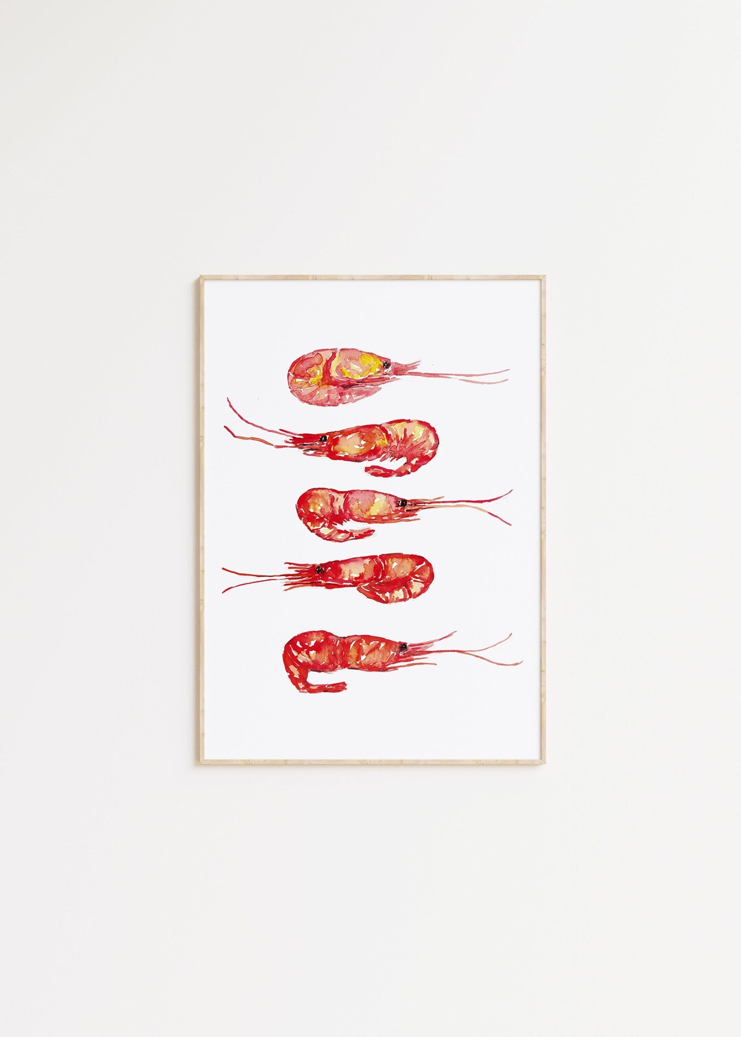 Shrimps Kitchen Decor Painting Wall Poster Watercolor Art Restaurant ...