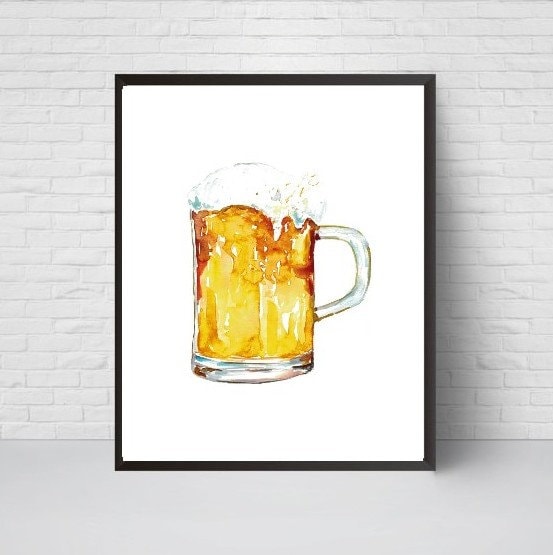 Beer Glass Print Watercolor Print Drink Bar Wall Art Print - Etsy Canada