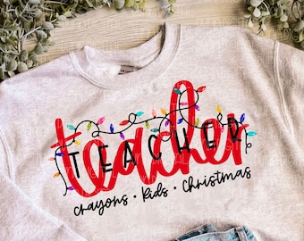 Christmas Teacher PNG Sublimation Design, Christmas Teacher Png ...