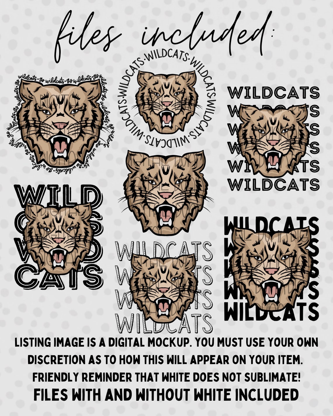 Wildcats PNG, Wildcat Mascot PNG Value Pack, Wildcat Sublimation Design ...