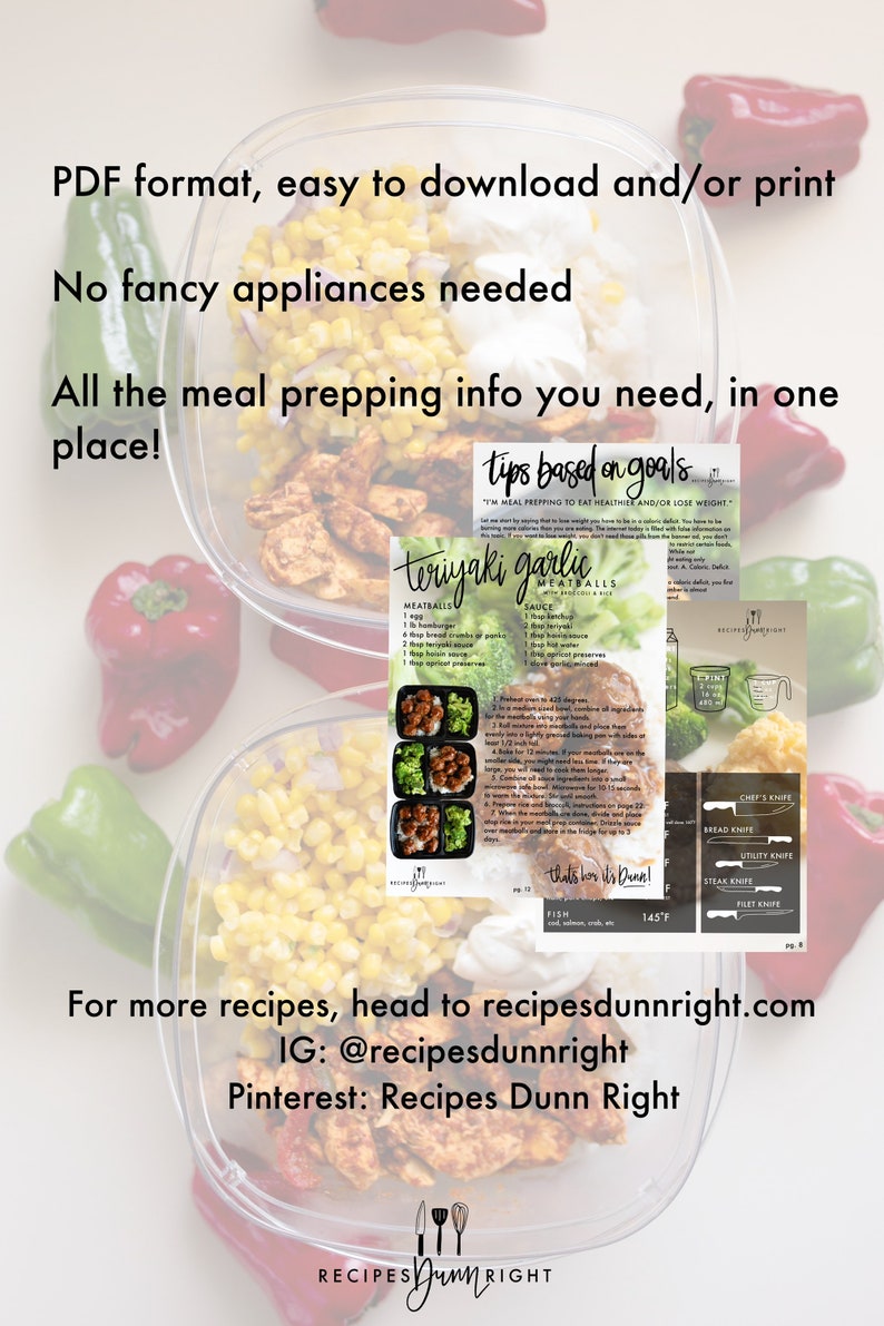 Meal Prep Cookbook & Guide Meal Prep Recipes How to Meal | Etsy