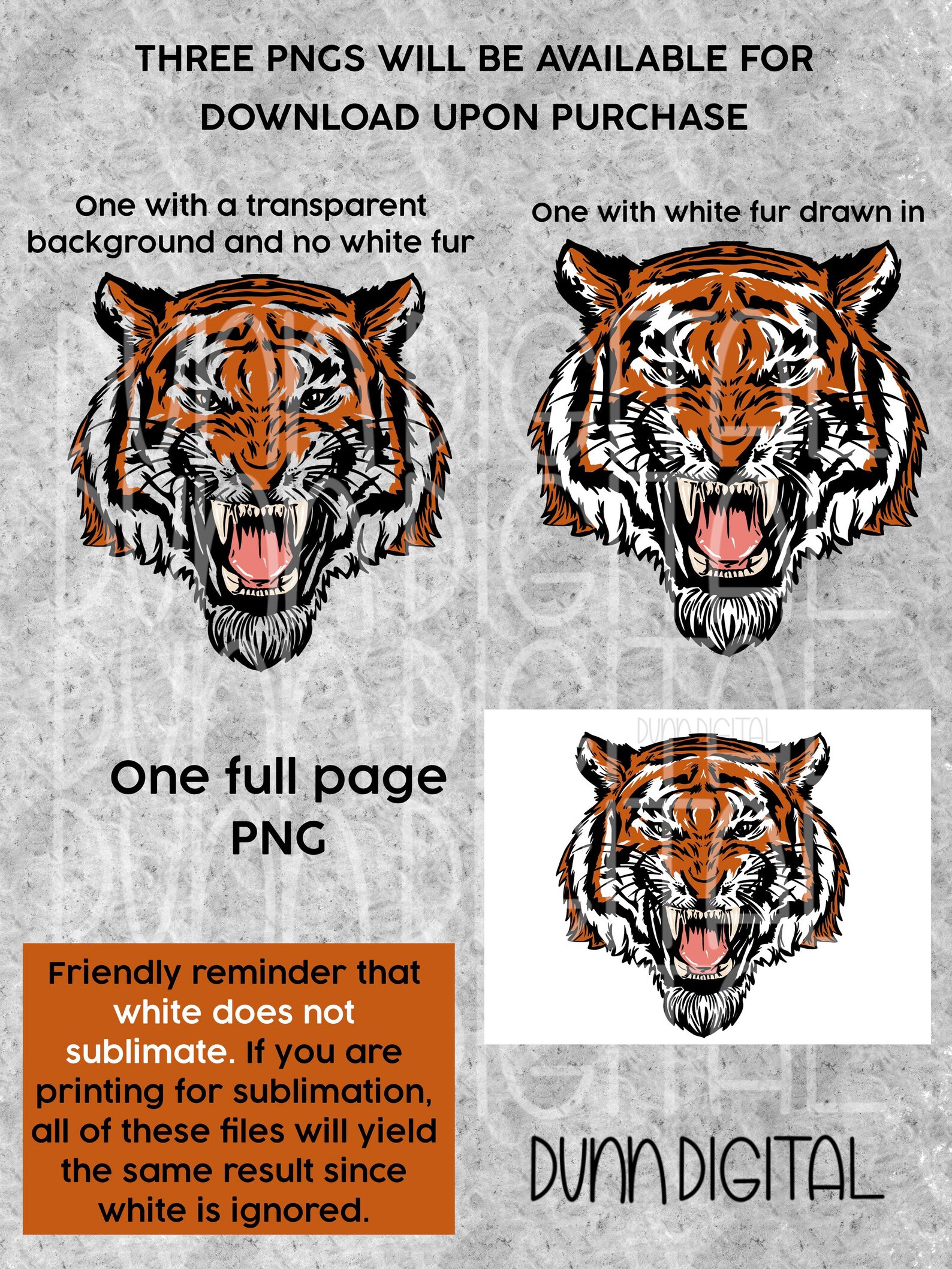 Tiger PNG Sublimation Design DOWNLOAD for Sublimation Transfer - Etsy