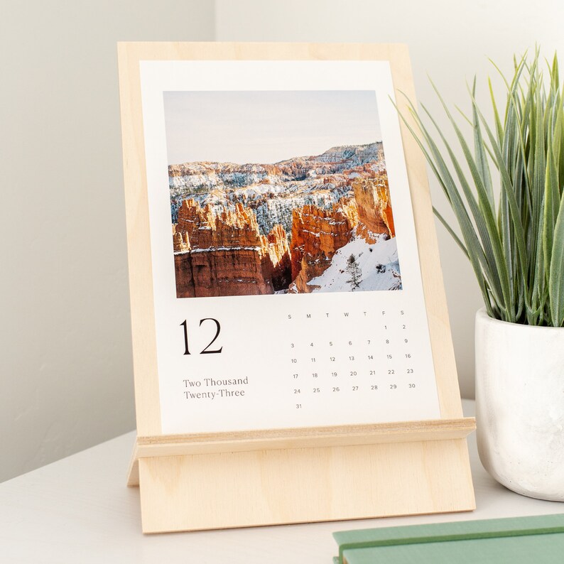 2023 Desk Calendar W/ Wood Stand - Etsy