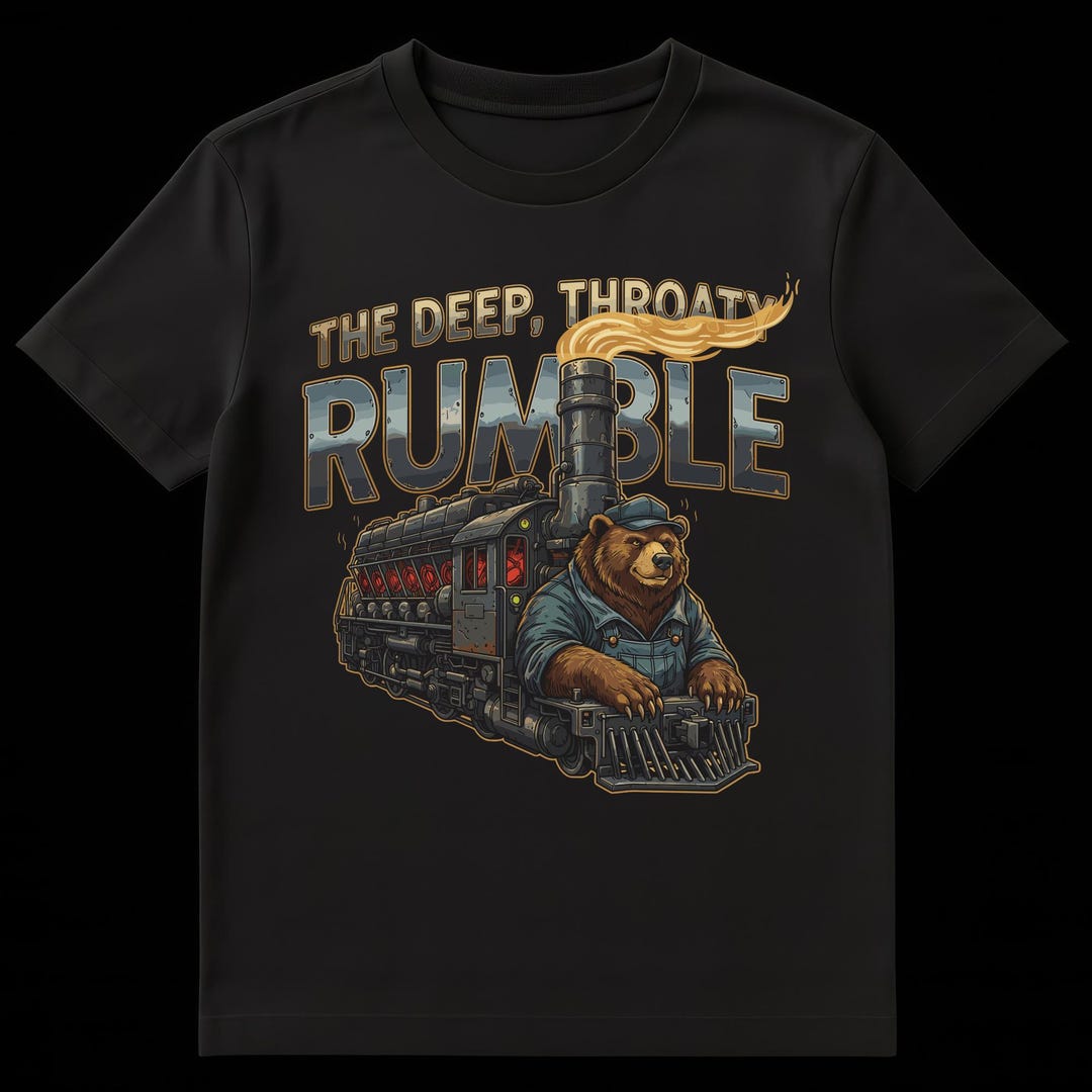 Train Enthusiast Bear Locomotive Driver Deep Throaty Rumble Steam Train ...