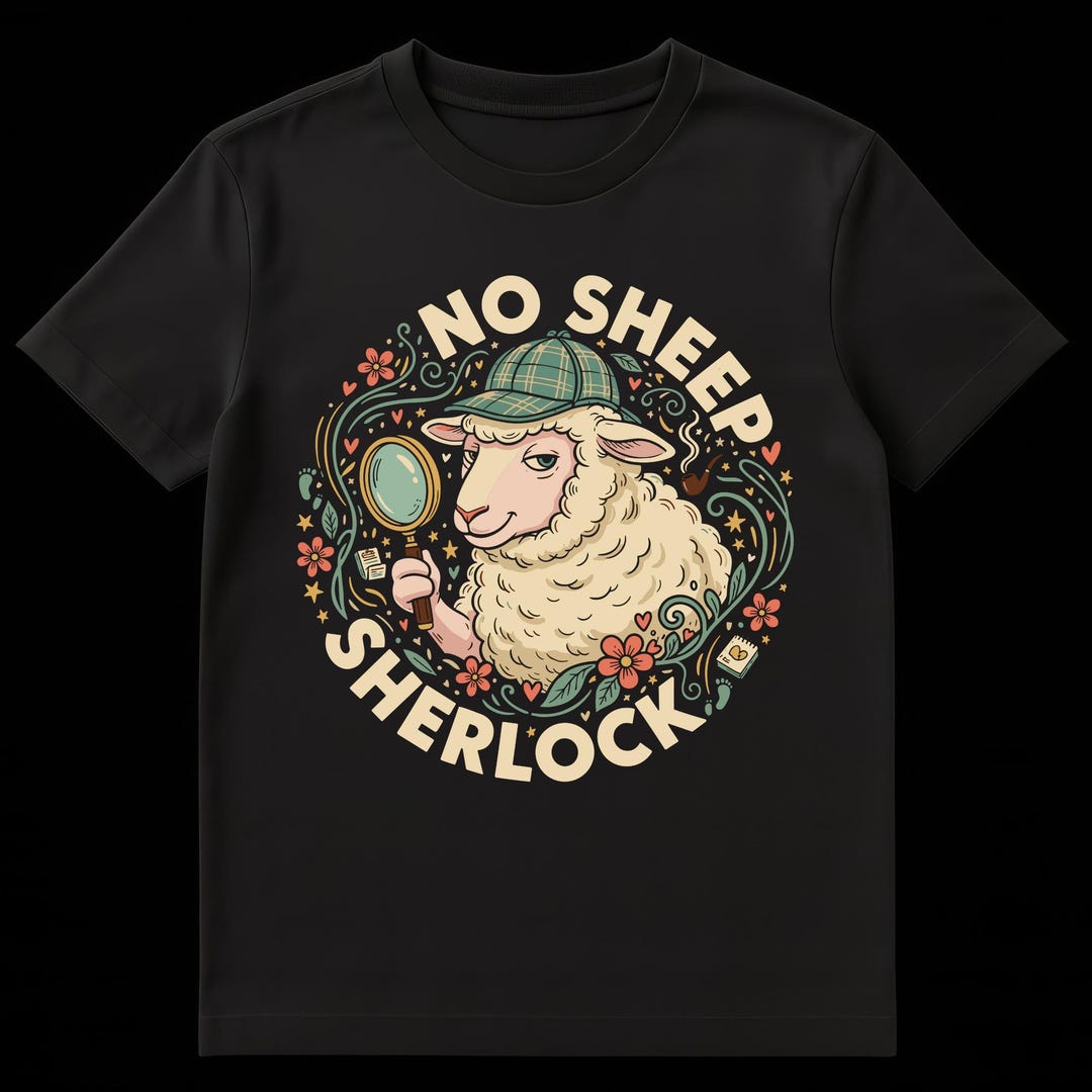 Mystery Fan No Sheep Sherlock Pun Humor Detective Unisex T Shirt Etsy