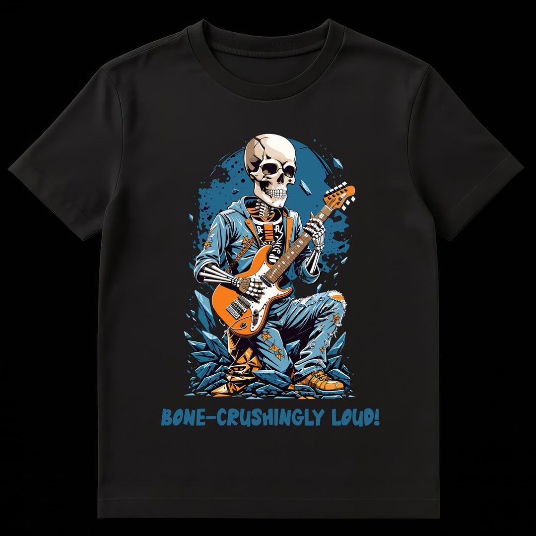 Metalhead Bone-crushing Loud Skeleton Guitar Rock Music Unisex T-shirt ...
